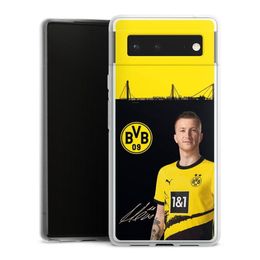 DeinDesign Handyhülle Borussia Dortmund Marco Reus BVB Marco Reus 23/24, Google Pixel 6 Silikon Hülle Bumper Case Handy Schutzhülle, weiß
