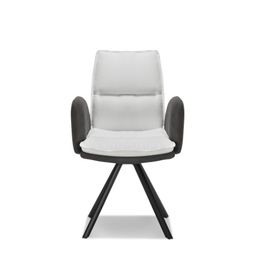 More2Home Polsterstuhl 2er-Set Polsterstuhl HELLE, Bezug offwhite, drehbar Metall schwarz