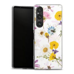 DeinDesign Handyhülle Blumen Natur Utart Wildflower Wallpaper, Sony Xperia 1 V Silikon Hülle Bumper Case Handy Schutzhülle, weiß