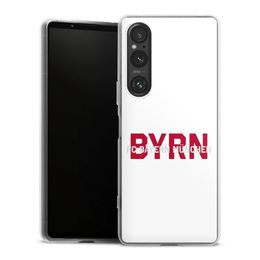 DeinDesign Handyhülle FC Bayern München FCB Offizielles Lizenzprodukt BYRN white, Sony Xperia 1 V Silikon Hülle Bumper Case Handy Schutzhülle, weiß
