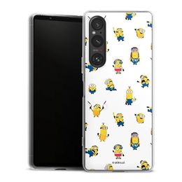 DeinDesign Handyhülle Ich – Einfach unverbesserlich Minions Kevin Minion Pattern White, Sony Xperia 1 V Silikon Hülle Bumper Case Handy Schutzhülle