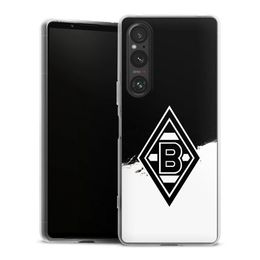 DeinDesign Handyhülle Borussia Mönchengladbach Gladbach Borussia Scratch Schwarz-Weiss, Sony Xperia 1 V Silikon Hülle Bumper Case Handy Schutzhülle