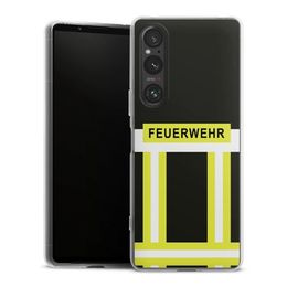 DeinDesign Handyhülle Feuerwehr Feuerwehrmann Beruf Feuerwehr, Sony Xperia 1 V Silikon Hülle Bumper Case Handy Schutzhülle, weiß