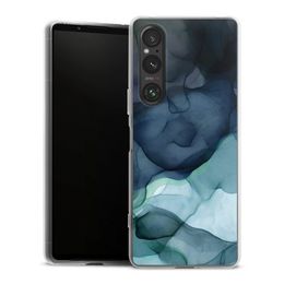 DeinDesign Handyhülle Wasserfarbe Textur Muster Liquid Art Twilight Mood, Sony Xperia 1 V Silikon Hülle Bumper Case Handy Schutzhülle, weiß