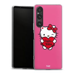 DeinDesign Handyhülle Hello Kitty Fanartikel Herz Hello Kitty - Sweet Heart, Sony Xperia 1 V Silikon Hülle Bumper Case Handy Schutzhülle, weiß