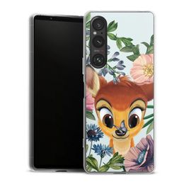 DeinDesign Handyhülle Disney Blumen Bambi Bloomy Bambi, Sony Xperia 1 V Silikon Hülle Bumper Case Handy Schutzhülle, weiß