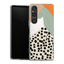 DeinDesign Handyhülle Boho Kunst Abstrakt Crazy Life Art 03 Boho, Sony Xperia 1 V Silikon Hülle Bumper Case Handy Schutzhülle, weiß