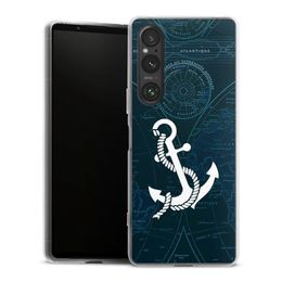 DeinDesign Handyhülle Anker Landkarte Segeln Sailors Style, Sony Xperia 1 V Silikon Hülle Bumper Case Handy Schutzhülle, weiß
