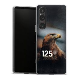 DeinDesign Handyhülle Eintracht Frankfurt 125 Jahre Eintracht Offizielles Lizenzprodukt, Sony Xperia 1 V Silikon Hülle Bumper Case Handy Schutzhülle