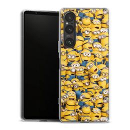 DeinDesign Handyhülle Minions Muster Ich – Einfach unverbesserlich Minions Pattern, Sony Xperia 1 V Silikon Hülle Bumper Case Handy Schutzhülle, weiß