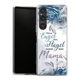 DeinDesign Handyhülle Muttertag Mama Blumen Engel Mama Blumen, Sony Xperia 1 V Silikon Hülle Bumper Case Handy Schutzhülle, weiß
