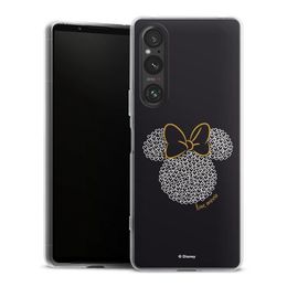 DeinDesign Handyhülle Minnie Mouse Disney Muster Minnie Black and White, Sony Xperia 1 V Silikon Hülle Bumper Case Handy Schutzhülle, weiß