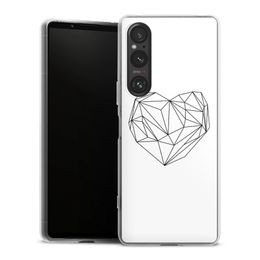 DeinDesign Handyhülle Herz Graphic Dreiecke Heart graphic white, Sony Xperia 1 V Silikon Hülle Bumper Case Handy Schutzhülle, weiß