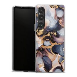 DeinDesign Handyhülle Marmor Elisabeth Fredriksson Farbverlauf Dreamy Ink Grey Gold Print, Sony Xperia 1 V Silikon Hülle Bumper Case Handy Schutzhülle
