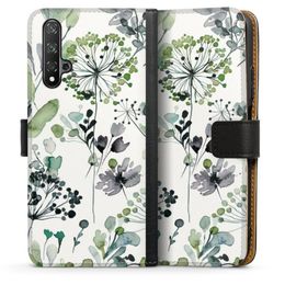 DeinDesign Handyhülle Eukalyptus Wasserfarbe Blumen Wild Grasses Eucalyptus, Huawei Nova 5T Hülle Handy Flip Case Wallet Cover Handytasche Leder