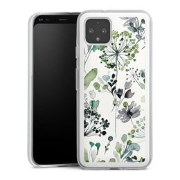 DeinDesign Handyhülle Eukalyptus Wasserfarbe Blumen Wild Grasses Eucalyptus, Google Pixel 4 Silikon Hülle Bumper Case Handy Schutzhülle, weiß