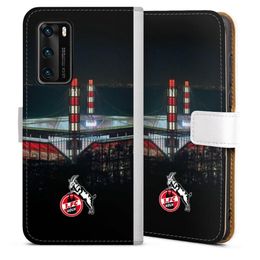 DeinDesign Handyhülle 1. FC Köln Stadion Offizielles Lizenzprodukt Köln Stadion Nacht, Huawei P40 Hülle Handy Flip Case Wallet Cover Handytasche Leder