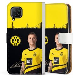 DeinDesign Handyhülle Borussia Dortmund Marco Reus BVB Marco Reus 23/24, Huawei P40 Lite Hülle Handy Flip Case Wallet Cover Handytasche Leder, weiß
