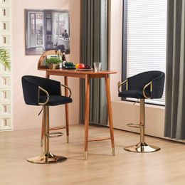 MODFU Barhocker Moderne drehbare, höhenverstellbare Barstühle, samt, 2er-Set (mit mittlerer Rückenlehne und goldener Fußstütze, für Küchen-, Bar- und