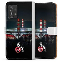 DeinDesign Handyhülle 1. FC Köln Stadion Offizielles Lizenzprodukt Köln Stadion Nacht, Samsung Galaxy A72 Hülle Handy Flip Case Wallet Cover, weiß