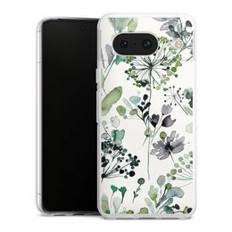 DeinDesign Handyhülle Eukalyptus Wasserfarbe Blumen Wild Grasses Eucalyptus, Google Pixel 8 Silikon Hülle Bumper Case Handy Schutzhülle, weiß