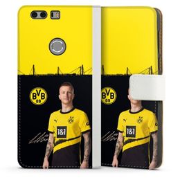 DeinDesign Handyhülle Borussia Dortmund Marco Reus BVB Marco Reus 23/24, Huawei Honor 8 Hülle Handy Flip Case Wallet Cover Handytasche Leder, weiß