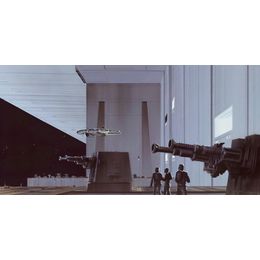 Komar Vliestapete "Star Wars Classic RMQ Death Star Hangar" Tapeten Gr. B/L: 500 m x 250 m, Rollen: 1 St., grau (grau, schwarz) Vliestapeten