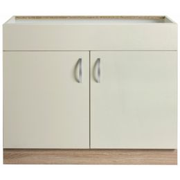 Wiho-Küchen Spülenschrank WIHO KÜCHEN "Flexi" Schränke Gr. B/H/T: 100 cm x 82 cm x 57 cm, beige (front: magnolia, korpus: sonoma eiche) Spülenschränke