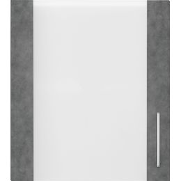 Wiho-Küchen Glashängeschrank WIHO KÜCHEN "Zell" Schränke Gr. B/H/T: 50 cm x 56,5 cm x 35 cm, grau (front: betonfarben, korpus und arbeitsplatte: satin blackwood) Hängeschränke