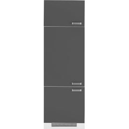 Wiho-Küchen Kühlumbauschrank WIHO KÜCHEN "Husum" Schränke Gr. B/H/T: 60 cm x 200 cm x 57 cm, 3 St., grau (front: anthrazit, korpus: weiß) Kühlschrankumbauschränke