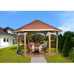 Pavillon Weka "Paradies 2" Pavillons Gr. B/H/T: 399 cm x 312 cm x 461 cm, beige (fi natur) Pavillons