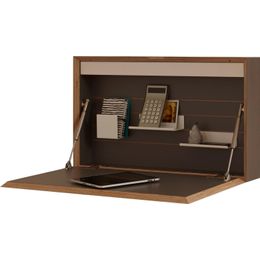 Müllermöbel Wandsekretär MÜLLER SMALL LIVING "FLATBOX" Sekretäre Gr. B/H/T: 71,7 cm x 43,1 cm x 57 cm, Technik-Paket 2, grau (anthrazit mit birkenkante) Sekretäre