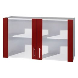 Wiho-Küchen Glashängeschrank WIHO KÜCHEN "Kiel" Schränke Gr. B/H/T: 100 cm x 56,5 cm x 35 cm, 2 St., rot (front: burgund, korpus: steel grey) Hängeschränke