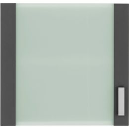 Wiho-Küchen Glashängeschrank WIHO KÜCHEN "Husum" Schränke Gr. B/H/T: 60 cm x 56,5 cm x 35 cm, grau (front: anthrazit, korpus: weiß) Hängeschränke