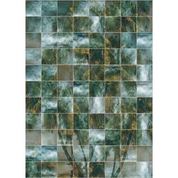 Komar Vliestapete "Palm Puzzle" Tapeten Gr. B/L: 200 m x 280 m, Rollen: 1 St., bunt (grün, weiß, blau) Steintapeten