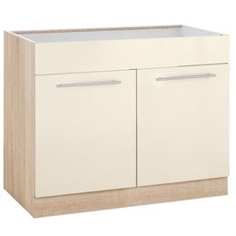 Wiho-Küchen Spülenschrank WIHO KÜCHEN "Flexi2" Schränke Gr. B/H/T: 100 cm x 85 cm x 57 cm, beige (front: magnolia, korpus: sonoma eiche) Spülenschränke