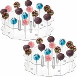 LONGZIMING - Pieces Lutscher-Halter, transparenter Acryl-Cake-Pops-Ausstellungsständer mit 16 Löchern, Popcake-Ständer für Hochzeiten, Babypartys,
