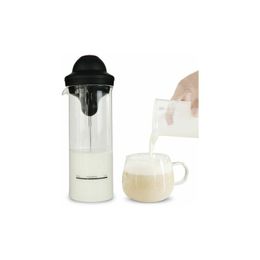 Elektrischer Milchaufschäumer aus Glas mit doppelter Spirale für Morgenkaffee, Latte, Cappuccino, heiße Schokolade