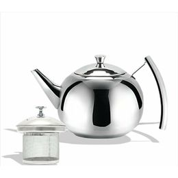 Lycxames - Wasserkocher Edelstahl-Teekanne, 2 l verdickte Edelstahl-Teekanne mit Sieb, Wasserkocher und Kolben mit herausnehmbarem Teesieb zum