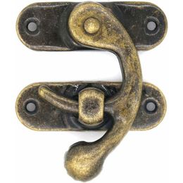Lycxames - Set mit 4 dicken, antikisierten Schmuckkästchen-Haken aus massiver Bronze mit Verschluss (rechte Verschlussschnalle)--27x32cm
