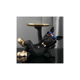 Statue und andere Dekorationsobjekte Französische Bulldogge Skulptur Statue Tischdekoration (Casual Black Bulldog) – Schwarz