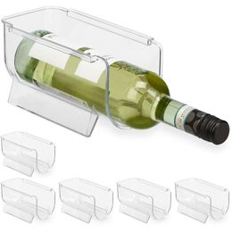 Relaxdays 6 x Kühlschrank Flaschenablage stapelbar, Getränkeaufbewahrung, Limo, Wein, Bier, HxBxT 10 x 11 x 20,5 cm, transparent