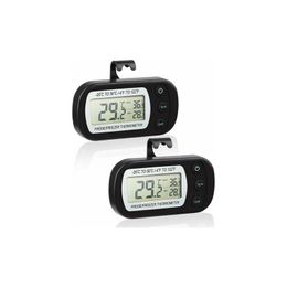 Digitales Kühlschrankthermometer Wasserdichtes Gefrierthermometer mit Haken Leicht lesbares LCD-Display Max / Min Aufnahmefunktion-2Packa