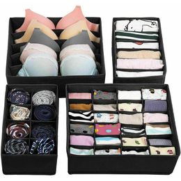 4er-Set (verschiedene Größen) faltbare Schubladen-Organizer, Schubladen-Organizer für Socken und Unterwäsche, Kleidung, Stoff-Organizer für