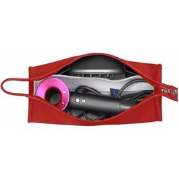 Red-Reise-Aufbewahrungstasche für Dyson Airwrap/Supersonic Haartrockner und Zubehör (Rot-wasserdichtes PU-Leder)