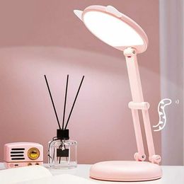 LED-Schreibtischlampe für Kinder, rosa Katzenohr-Nachttischlampe für Mädchen, verstellbar