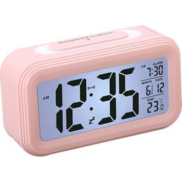 Wecker, elektronische digitale Morgenuhr mit großem lcd, Hintergrundbeleuchtung, Kalender und Temperatur rot