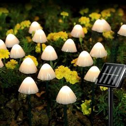 Outdoor Solar Gartenleuchte 12 Stück led Lichterkette Pilzform Gartendekoration Warmweiß