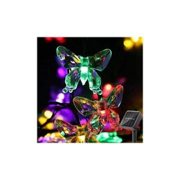 Solar Lichterkette Solar Lichterkette Multicolor Outdoor 6.5m 30 Solar led Schmetterlings Lichter mit 8 Leuchtmodi led Schmetterlings Lichterkette