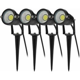 4 stücke Außen-Pfahllicht cob 5 w 220 v IP65 Wasserdichter verstellbarer Fluter LED-Strahler Gartenlampe Beleuchtung für Wege Pflanzen Balkon